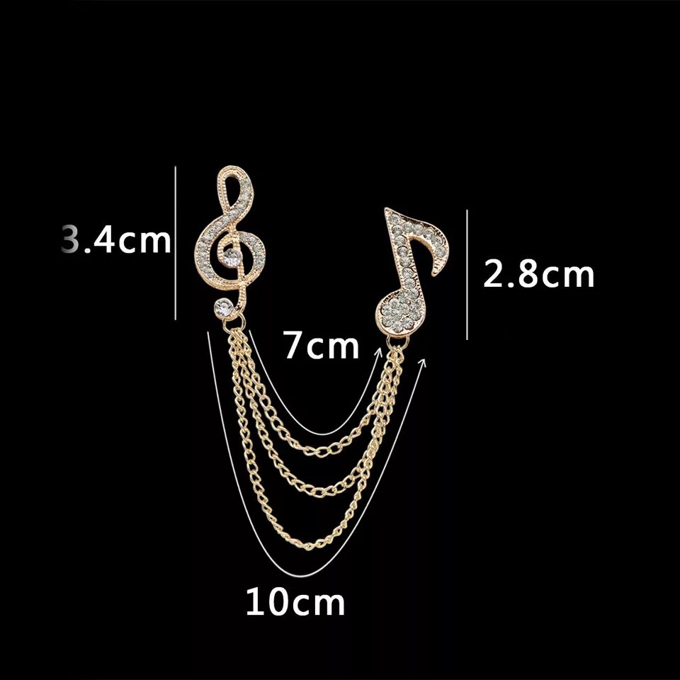 Luxury Crystal Music Notes Brooch – Tooshup