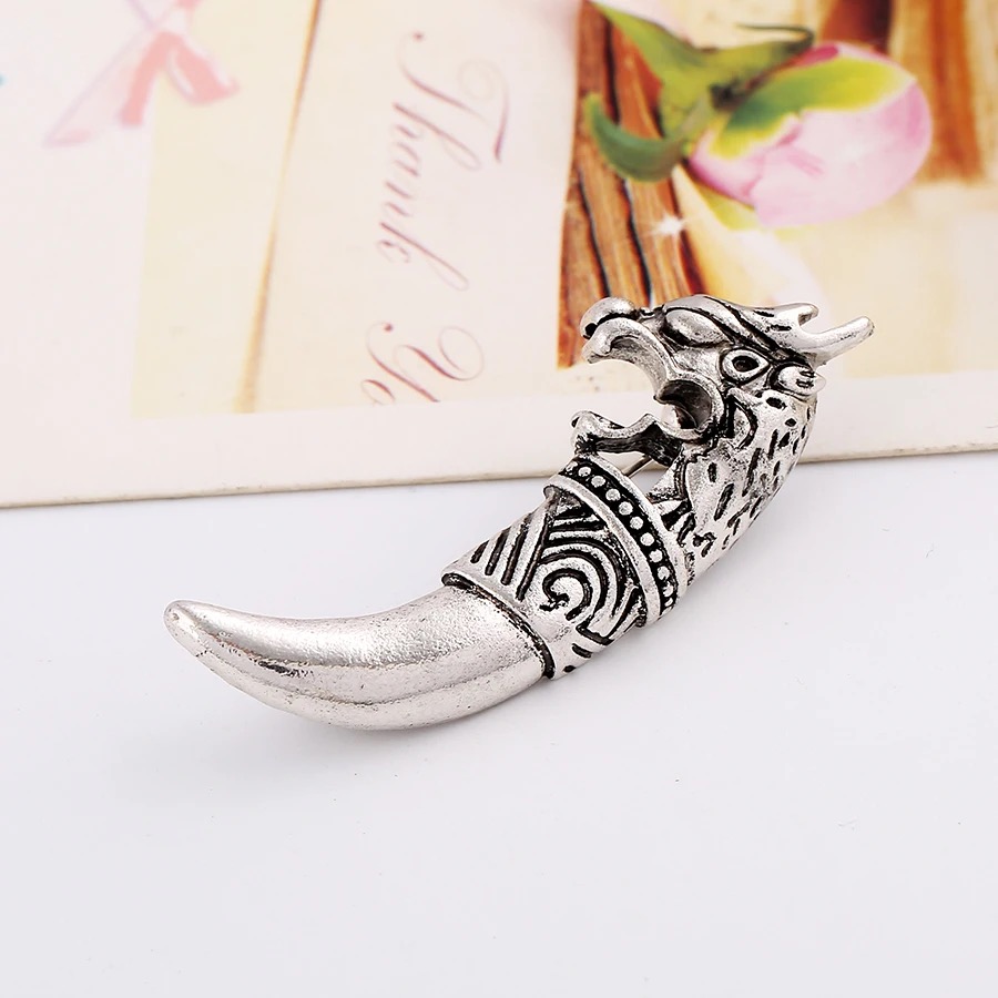 Stainless Steel Tusk Dragon Brooch – Tooshup